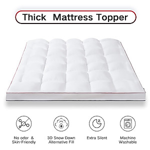 Homemate Mattress Topper, Extra Thick 3D Snow Down Alternative Overfilled Plush Mattress Pad Cover for Deep Sleep, 1800TC Cooling Pillow Top with 8-21 Inch Deep Pocket