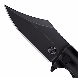 Off-Grid Knives - Caiman EDC, D2 Bowie Blade Folding Knife w/ G10 Scales, Bearings, Deep Clip, Left or Right Hand Carry