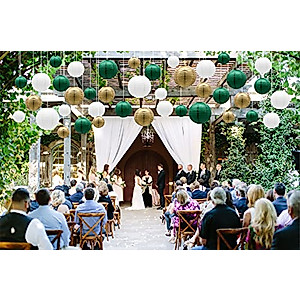 Green Gold Paper Lanterns Party Decorations, Round Hanging Lantern for St. Patrick's Day, Graduation, Wedding, Tropical Jungle Theme Birthday Party Football Theme Baby Shower Decorations