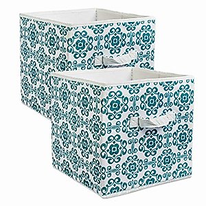 DII Non Woven Polyester Storage Bin, Scroll, Teal, Large