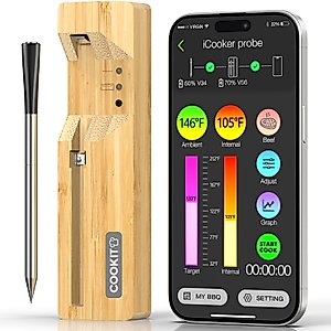 Smart Wireless Meat Thermometer - 500ft Long Range, IPX7 Waterproof Bluetooth 5.3 Digital Kitchen Food Thermometer with APP Control for BBQ, Oven, Grill, Smoker, Rotisserie, Air Fryer