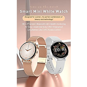 HANDA Smart Watch for Women, Fitness Tracker Smartwatch with Heart Rate Blood Pressure Sleep Monitor Bluetooth Call Pedometer IP67 Waterproof Activity Tracker for Android iOS (Gold Steel)