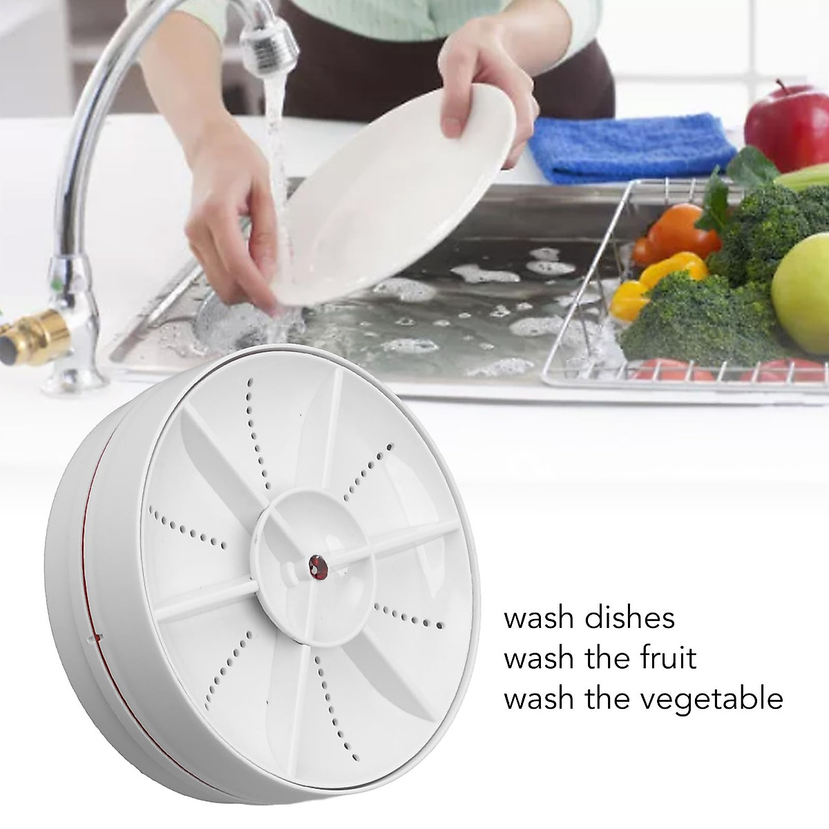 Rosvola Portable Countertop Dishwasher, 18W ABS PC Mini Dishwasher for Kitchen (Pink)