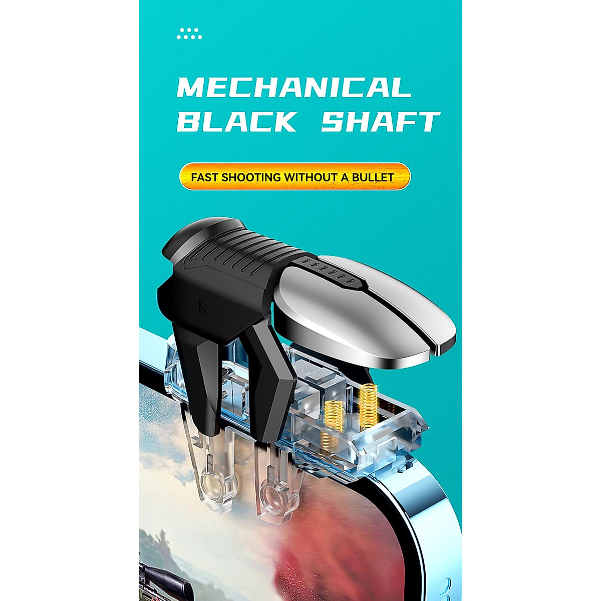 2022 New Model Seven Trees Mobile Game Controller for PUBG/Fornite/Knives Out/Rules of Survival/Call of Duty Gamepad Trigger Aim Button L1R1 L2 R2 Shooter Joystick for iPhone Android iPad Mini 5 Phone Game Pad Accesorios (Blue)