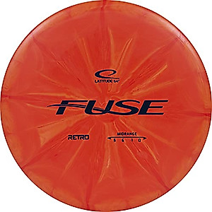 Latitude 64 Retro Burst Fuse Midrange Disc Golf, Beginner Outdoor Games, Midrange Frisbee, 170g +, Stamp Color and Burst Pattern Will Vary, Orange