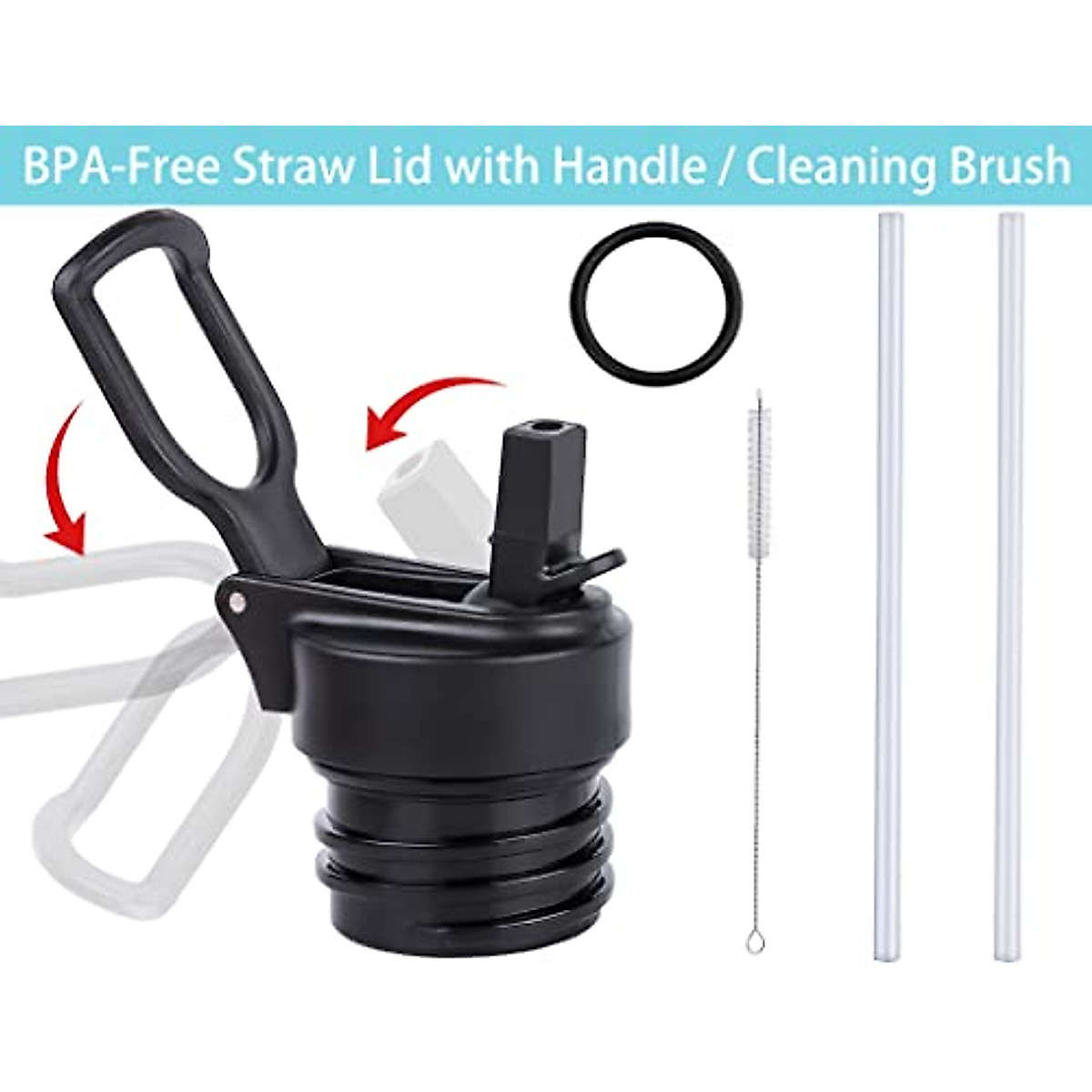 QISSZION Kids Insulated Bottle with Handle & Straw 25oz, Vacuum Stainless Steel Water Bottles Leakproof for School, BPA Free Flask Metal Thermos for Boys & Girls - Stars