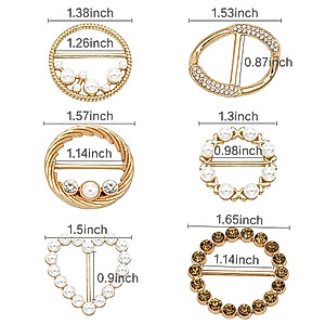 iminoo Scarf Ring Clip Shirt Clip T-Shirt Tie Ring Clips for Women and Slide Tshirt Twist Knot Clip Buckle Circle Clothing Ring Wrap Holder (Multicolor 6)