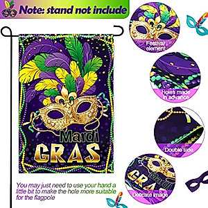 Mardi Gras Garden Flag Double Sided Masquerade Feather Bead Garden Flag Holiday Party Garden Flag Vertical Welcome Yard Decoration Flag for Wedding Carnival Party Home Decoration, 12.5 x 18 Inches