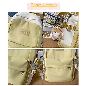 KOWVOWZ Girls Boys Aesthetic Backpack Back to School Student Schoolbag Teenager with Kawaii Pin and Cute Accessories (Blue)