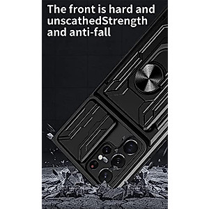 CCSmall Case for Samsung Galaxy S22 Ultra (Not S22) with Card Holder, Heavy Duty Protection Phone Case with Magnetic Ring Kickstand Slide Camera Cover for Samsung Galaxy S22 Ultra LJK Rose Gold