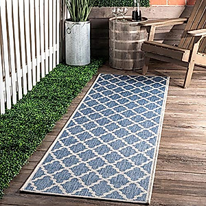 nuLOOM Gina Moroccan Indoor/Outdoor Area Rug, 10' x 14', Blue