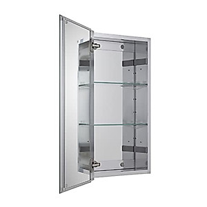 Croydex Mallard Single Door, Recessed or Surface Mount, Hang 'n' Lock Easy Installation Medicine Cabinet, 15W x 26H, Aluminum