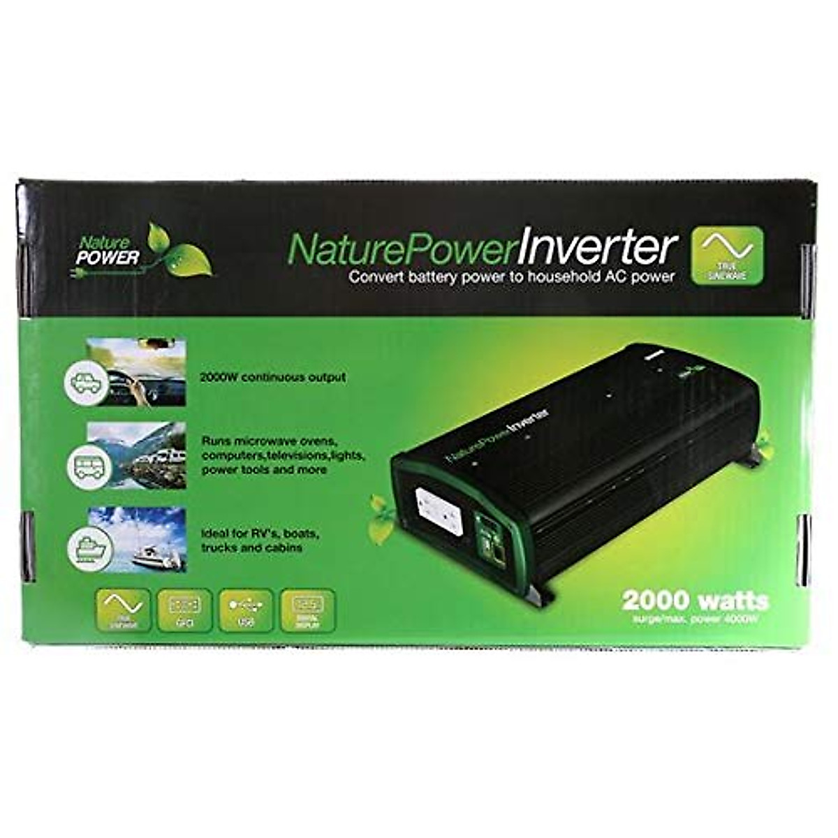 Nature Power 38320 Pure Sine Wave Inverter, 2000-watt