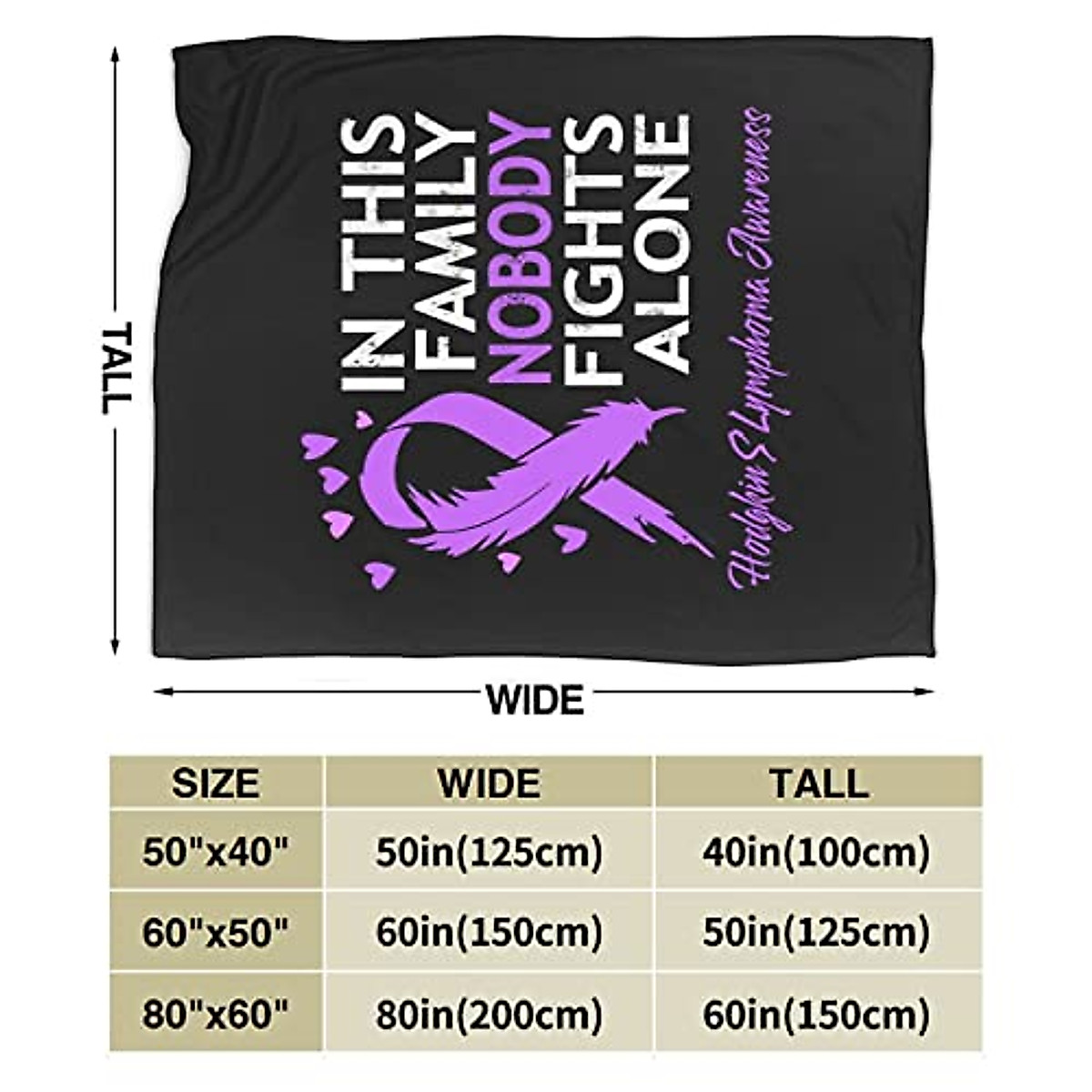 in This Family Nobody Fights Alone Hodgkin S Lymphoma Awareness Flannel Fleece Throw Blanket ,Softest Super Fluffy Bed Plush Blanket Throw, Sofa Luxury Cozy Couch Blanket 50"x40"