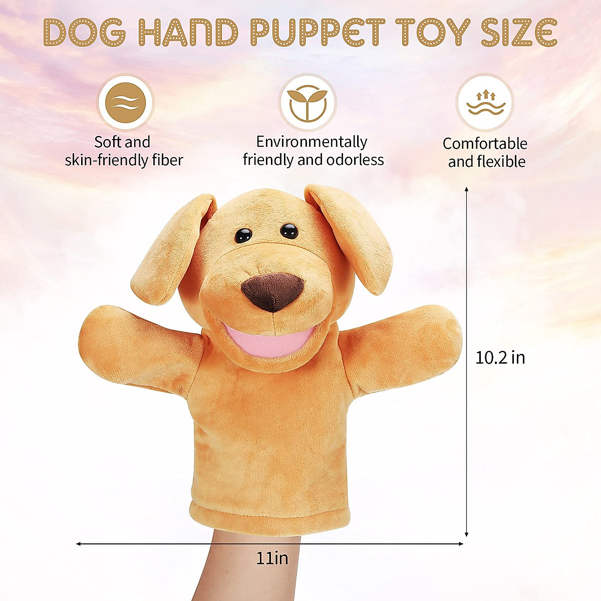 Zomiboo Hand Puppets Soft Animal Hand Plush Toy with Movable Mouth Imaginative Pretend Play Stocking Storytelling Interactive Toy (Dog)