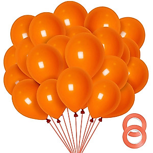 FOTIOMRG Orange Balloons 12 inch, 100 Pack Burnt Orange Latex Balloons Helium Quality for Halloween Birthday Wedding Baby Shower Party Decorations (with Orange Ribbon)