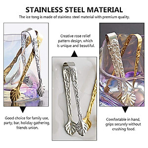 Mini Serving Tongs, Vintage Rose Relief Handle Ice Cube Clips Sugar Tongs, Stainless Steel Sugar Cube Tongs,for Tea Coffee Appetizers Desserts(Gold)