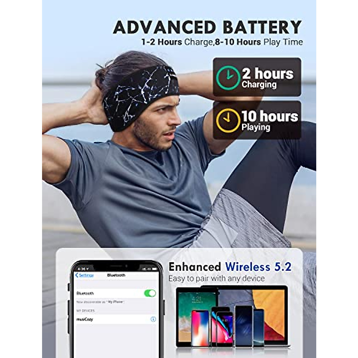 LC-dolida Sleep Headphones Bluetooth Headband, Cozy Band Wireless Headphones, Sleep Mask with Bluetooth Headphones, Perfect for Sleeping Side Sleepers, Jogging, Workout, Yoga