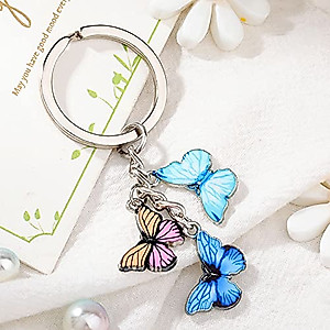 GloryMM Multicolor Butterfly Pendant Keyring Butterfly Keychain Colorful Butterfly Cute Bag Charm for Women,Style C