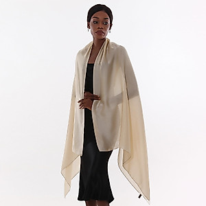 RUI VTRON Womens Beige Scarf Pashmina Shawls and Wraps for Evening Dresses Like chiffon Silk Scarf for Bridal Wedding