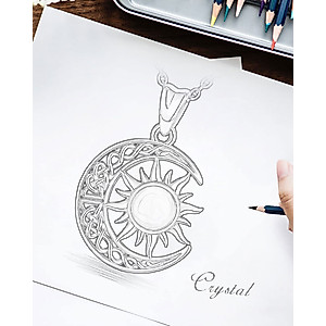 CELESTIA Moon Necklaces for Women Sterling Silver Sun and Moon Pendant Moonstone Jewelry Crescent Moon Gifts for Mother Daughter Sister Wife - 18 Inch Chain