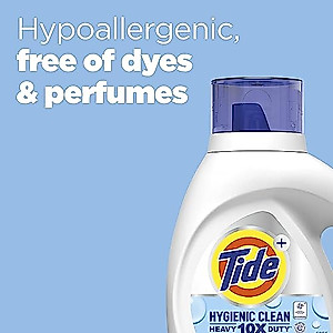 Tide Hygienic Clean Heavy Duty 10x Free Liquid Laundry Detergent, Unscented, 59 loads, 92 fl oz, HE Compatible