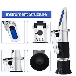 Abuycs Wine Refractometer for Testing Grape Wine Brewing, Wine Making, Measuring Sugar Content in Original Grape Juice, Predicting The Wine Alcohol Degree, Dual Scale of 0-40% Brix & 0-25% vol Alcohol