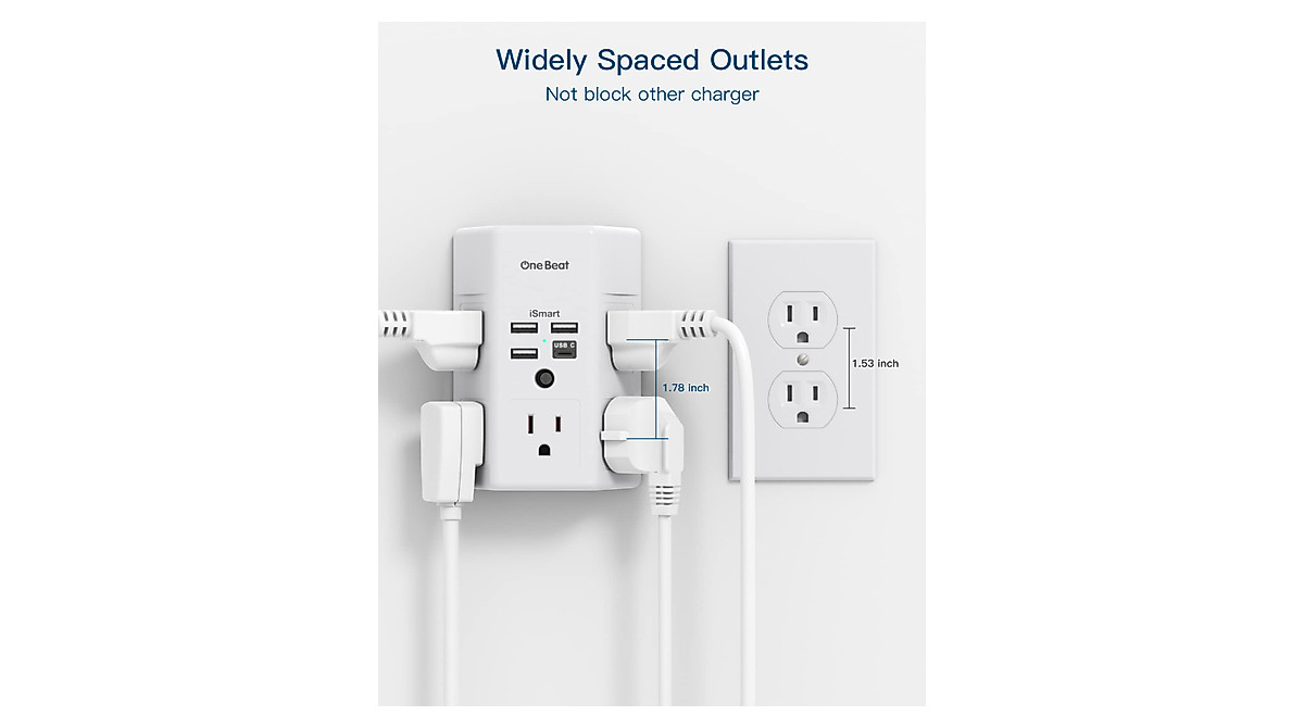 10Ft Surge Protector Power Strip with 1800J Safety Protection