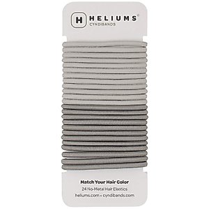 Cyndibands Hair Ties for Gray - 4mm Elastic Ponytail Holders - Match Your Hair Color Bands - 24 Count (Light Silver/Gray)
