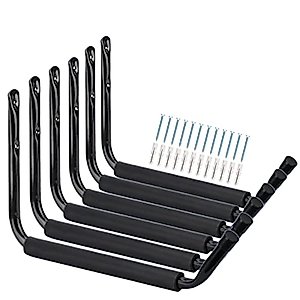 Whrsinlor Heavy Duty 13 Inches Jumbo Arm Indoor Outdoor Storage Wall Hooks, Garage and Garden Steel Organizer Rack, 6 Pack Garage Storage Hooks