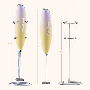 Powerful Handheld Milk Frother, Mini Milk Foamer, Battery Operated (Not included) Stainless Steel Drink Mixer with Frother Stand (Lavender Banana)