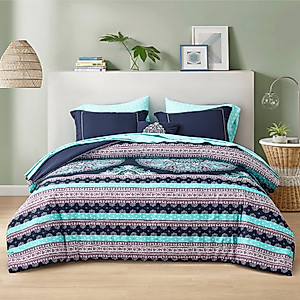 Degrees of Comfort Blue Twin XL Complete Comforter Sets, Boho Mandala Bed in A Bag,Microfiber Bedding Set with Side Pockets, Matching Decorative Pillow, 6 Piece Navy