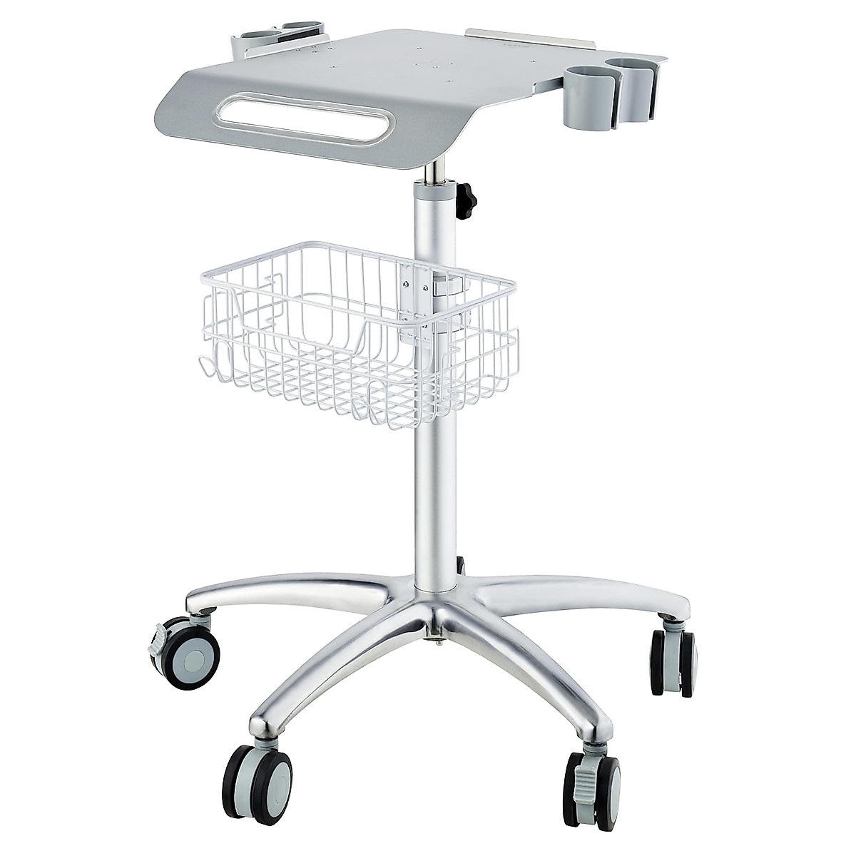 VEVOR Medical Cart Mobile Trolley Cart with Wheels 29.5"-41.3" Height Adjustable Stainless Steel Dental Cart Rolling Desktop Lab Cart with 16.5"× 15.7" Large Tabletop