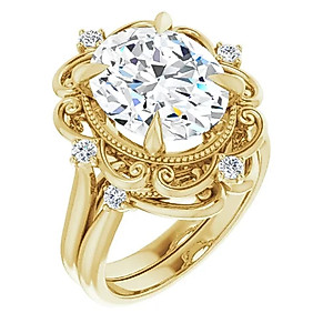 Solitaire Moissanite Engagement Ring Set, 4.25 CT Oval Cut Moissanite Diamond Bridal Wedding Ring Set for Women, Birthday Gifts for Love, VVS1 Colorless, 10K 14K 18K Solid Gold, 925 Silver