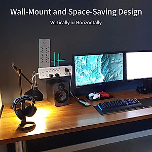 Extra Long Surge Protector Power Strip with USB Ports, NTONPOWER Power Strip with 12 Outlet(2 Widely Space), 15Ft/25Ft Long Extension Cord, Flat Plug Power Strip, Wall Mountable for Home Office, White