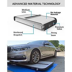 Inflatable Air Gymnastics Mat 10ft Training mat 4 inches Thick tumbling mat with Electric Pump for Home/Gym/Outdoor (Black-10FT)