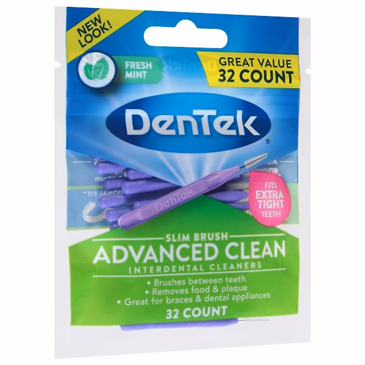 DenTek Complete Clean Easy Reach Floss Picks, Advanced Fluoride Coating, Mouthwash Blast Flavor, 75 ct. (Pack of 2)