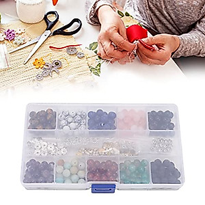 Natural Stone Beads, 240 Pcs Natural Crystal Jewelry Beads, 8mm Round Stone Beads,10 Styles Multicolors,Crystal Chips Gemstone Beads Kit for Jewelry Making