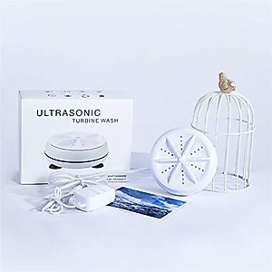 Mini Portable Washer Machine, Small Personal Apartment Rotating Ultrasonic Turbines Washer Usb Automatic Washing Machine For Camping Tourism Rv Dormitory Business Trip (White)