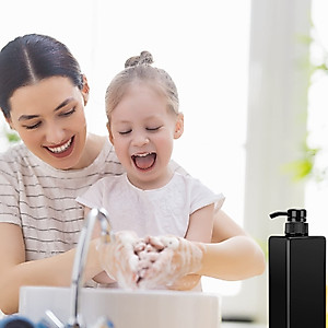 20 Pack 22oz 8oz Shower Refillable Dispenser with 20 Waterproof Labels for Bottles Shampoo and Conditioner Dispenser Square Pump Bottle Refillable Shampoo Bottles for Body Wash (Black)