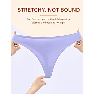 Sunm Boutique 6 Pack Seamless Thongs for Women No Show Thongs Nylon Stretch Thong Panties Underwear XS-XXL