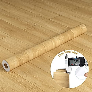 Oxdigi Peel and Stick Vinyl Flooring Roll 24''x393''/ 64 Sq.Ft, Self Adhesive Floor Tiles Wood Plank Look Flooring, Waterproof Wear-resistant for BedroomKitchen RV, Rustic Nature (DE145-33)