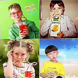 8 Pieces Reusable Silly Straw Glasses Eyeglasses Straws Eyeglasses Crazy Fun Loop Straws Novelty Drinking Eyeglasses Straw for Kids Party Annual Meeting Parties Birthday