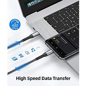 SUNGUY USB C to USB-C Cable, [2Pack, 2FT/0.6M ] 60W PD C to C Fast Charger Cable Cord Compatible for Samsung Galaxy S21/S21+/S20+ Ultra, iPad Pro 2020/2018, iPad Air 2020,MacBook Air/Pro and More