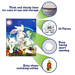 Just Smarty Jigsaw Puzzle Easter Bunny 26 Pieces for Kids Ages 3, 4, 5, 6 Year Old with Fun Shapes and Tray. Easter Gifts & Preschool Learning for Ages 3-6