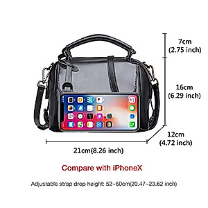 FOXLOVER Small Leather Crossbody Bags for Women Ladies Shoulder Bag Top Handle Mini Handbag and Purse (Black)