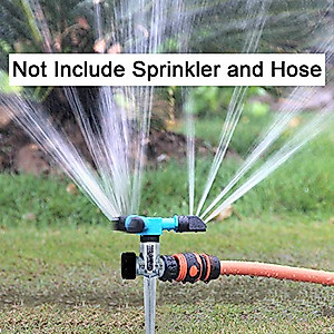 Twinkle Star 6 Pack 1/2 Inch Zinc Flow Thru Lawn Sprinkler Spike Base, Watering Sprinklers for Yard, Lawn and Grass Irrigation