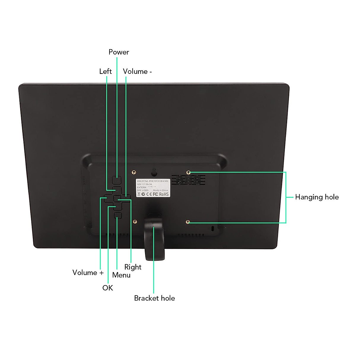 Digital Photo Album, 100‑240 V USB Interface Large Storage Digital Photo Frame Multiformat Playback for Images (US Plug)