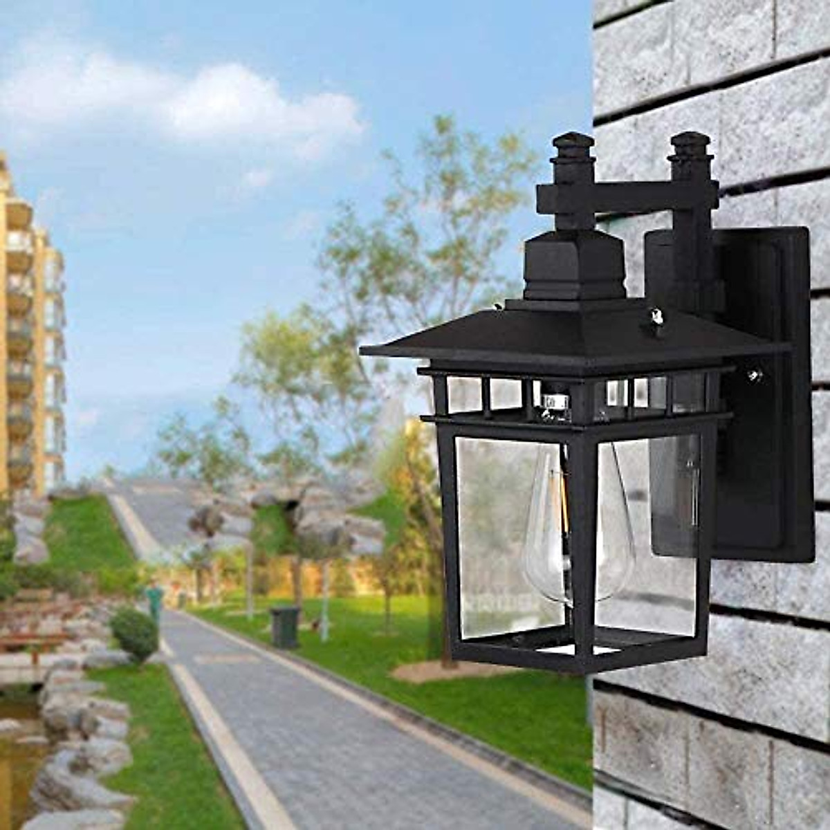 PQQ Wall Lamps Outdoor Wall Light Sconces Vintage Waterproof IP54 Cast Aluminum and Glass Wall Lantern E27 Rustic Garden Home Entrance Yard Wall Lighting