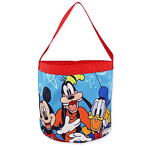 Mickey and Friends Collapsible Nylon Basket Bucket Tote Bag (One Size, Blue)